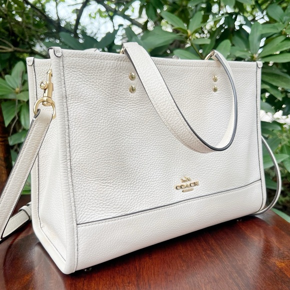 Coach | Bags | Coach Leather Dempsey Carryall Tote Bag Purse Chalk ...